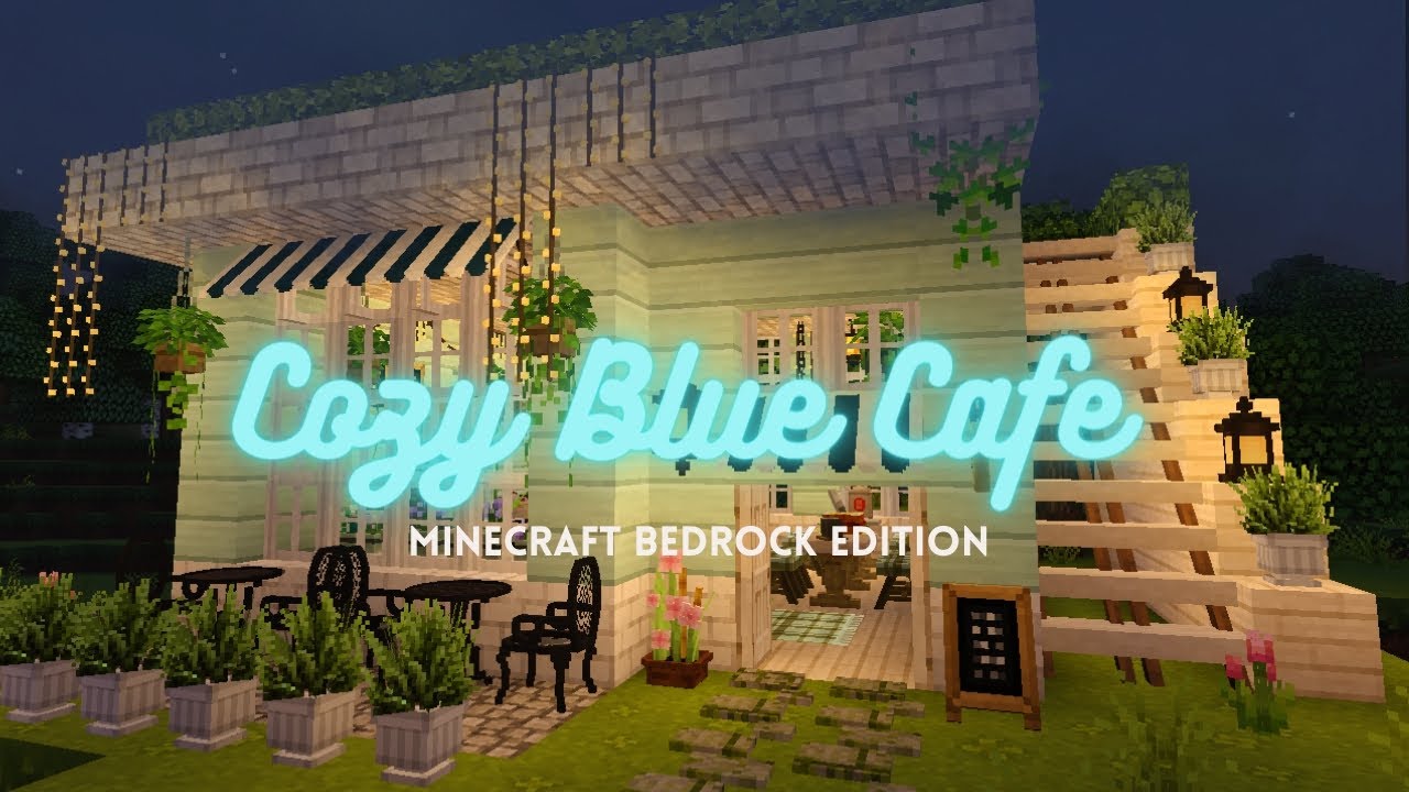 Speed Build Cozy Blue Cafe 💙 | Minecraft Bedrock Edition - YouTube