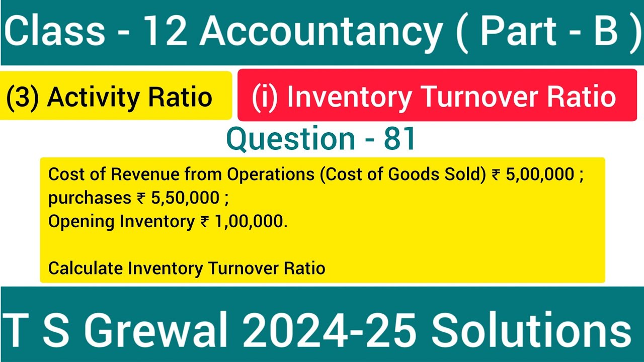 Q-81 | Inventory Turnover Ratio | Activity Ratio | Ch-3 Accounting ...