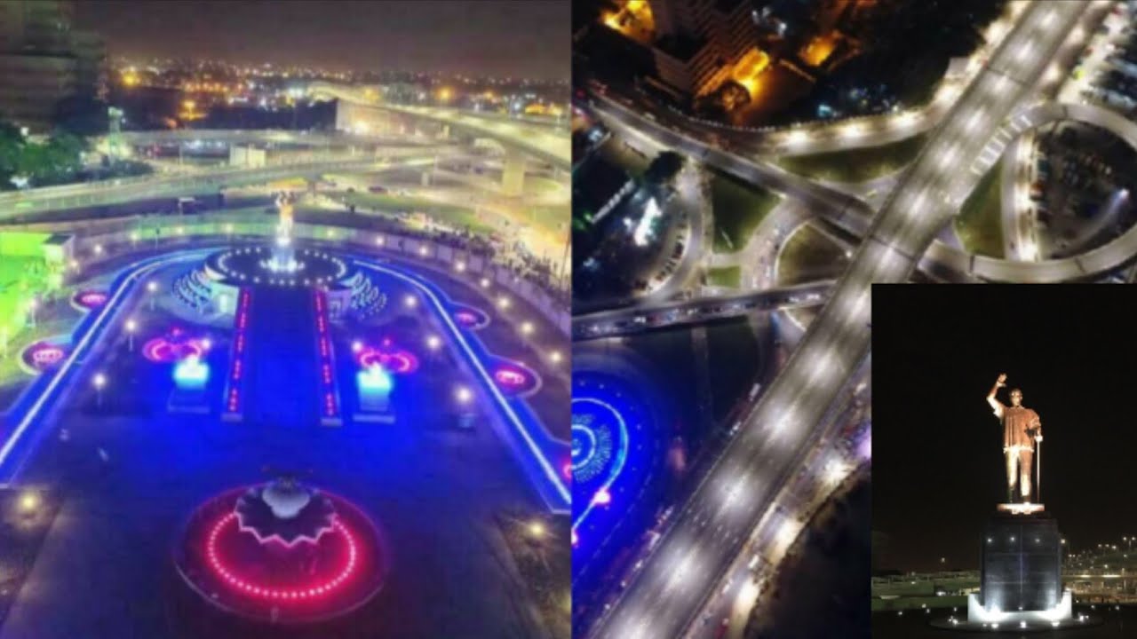 Drone Shot of Kwame Nkrumah Circle at Night🇬🇭Night View of Obra Spot ...