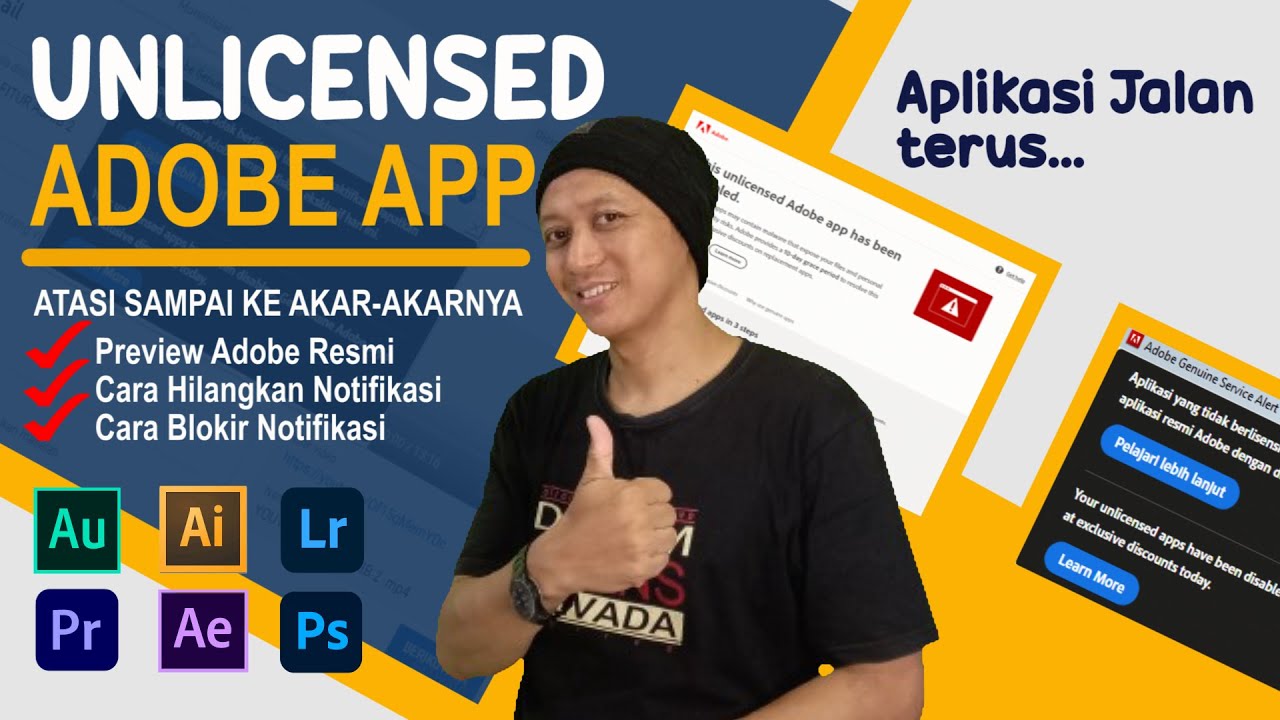 Cara Mengatasi UNLICENSED ADOBE APP Di Laptop - YouTube