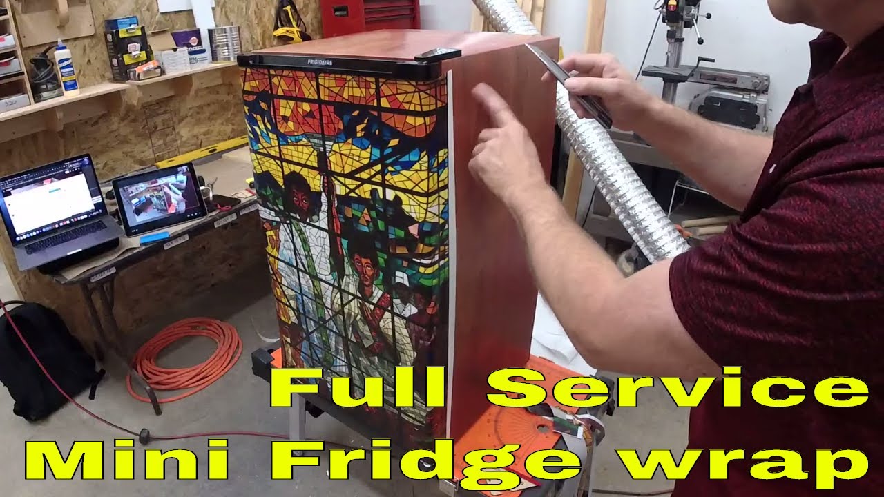 How To Wrap a Mini Fridge Stain glass design Rm wraps - YouTube