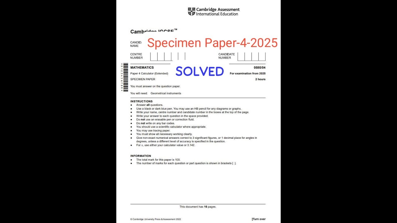 Specimen Paper-4-2025 - YouTube