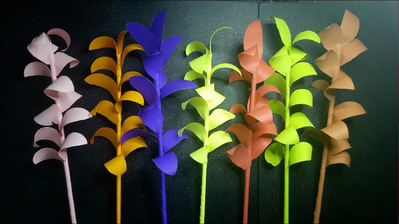 COLORFUL LEAF STICK FOR DECORATION EASY PAPER CRAFTS - YouTube