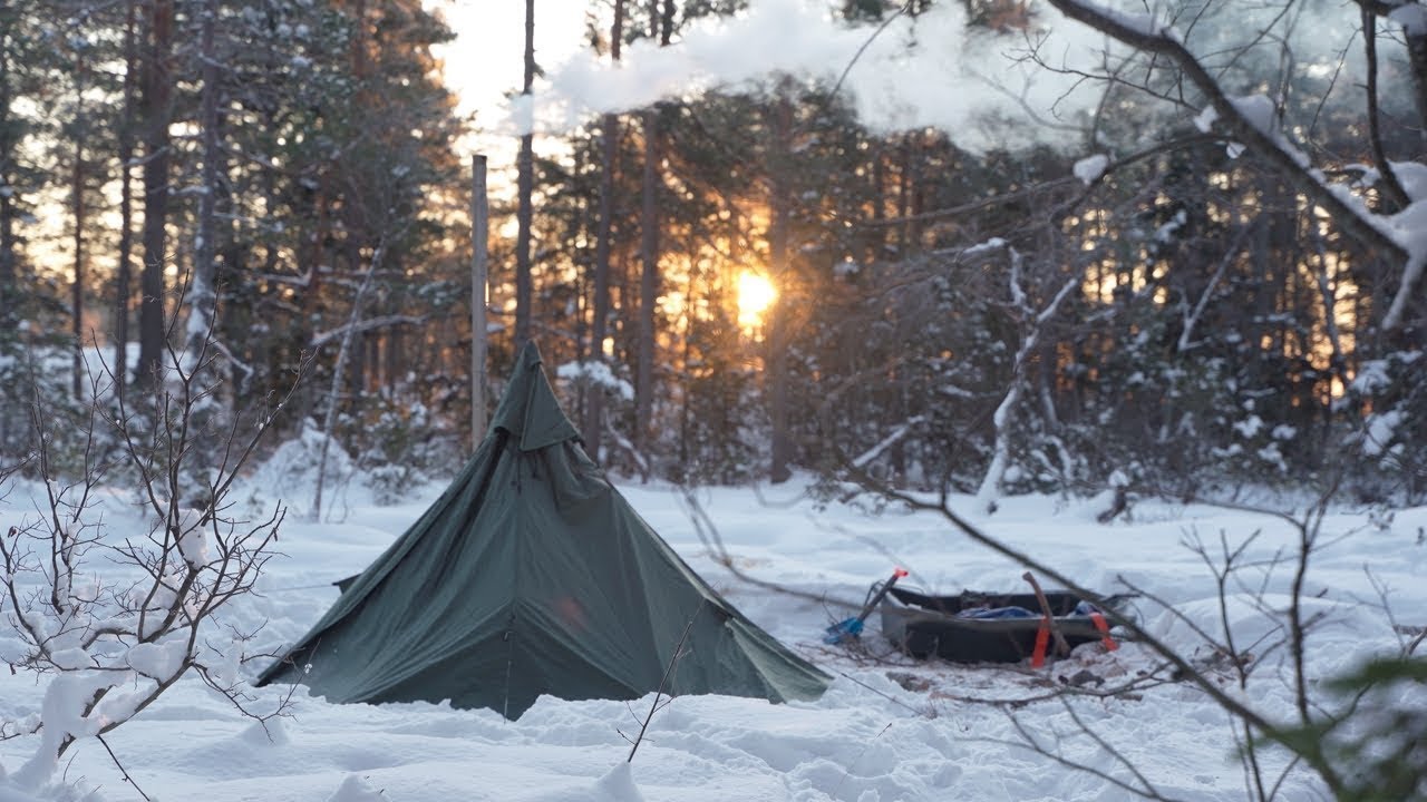 Winter Camping With A Wood Stove: Hot Tenting In The Snow - YouTube