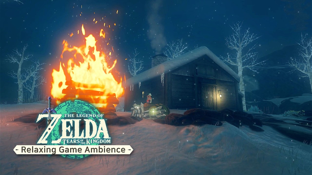 ️🔥 Warm Cabin in a Snowstorm | Cozy Campfire Sounds for Relaxing (Zelda ...