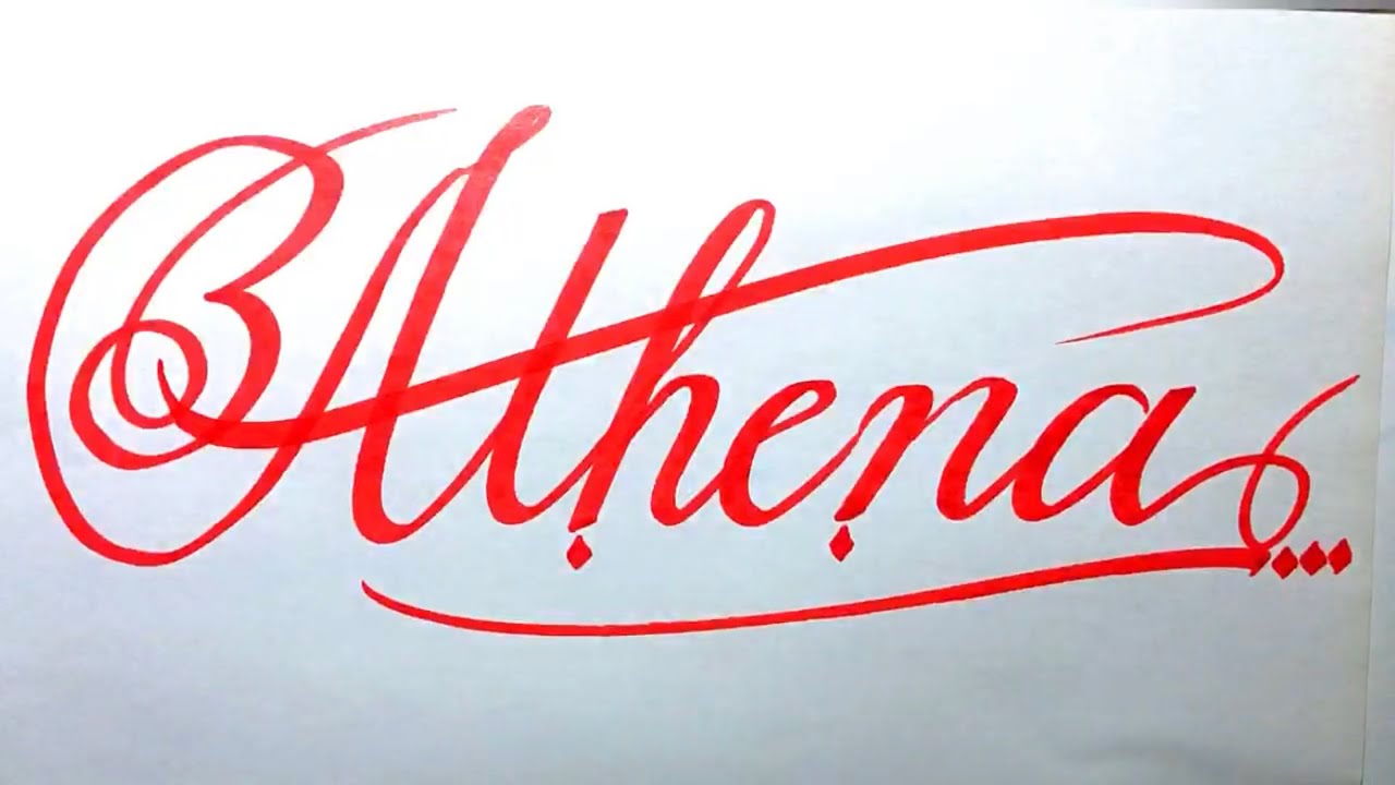 Athena Name Signature Calligraphy Status | How to Cursive write with ...