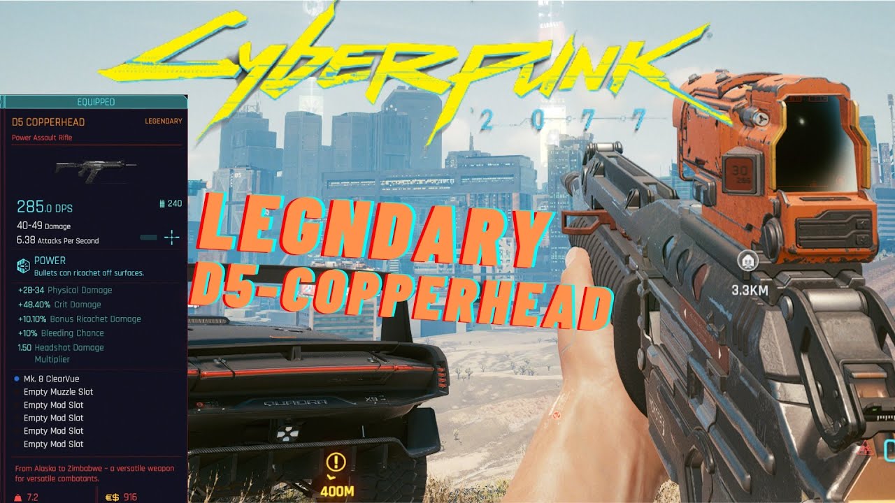 Cyberpunk 2077 - Where to find the Legendary "D5-Copperhead" - YouTube