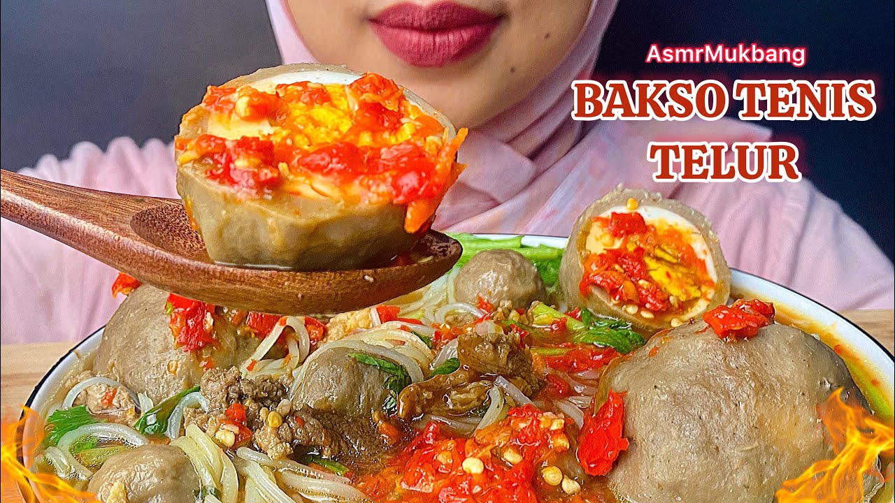 ASMR MUKBANG BAKSO TENIS ISI TELUR‼️ | MUKBANG INDONESIA #asmrbakso # ...