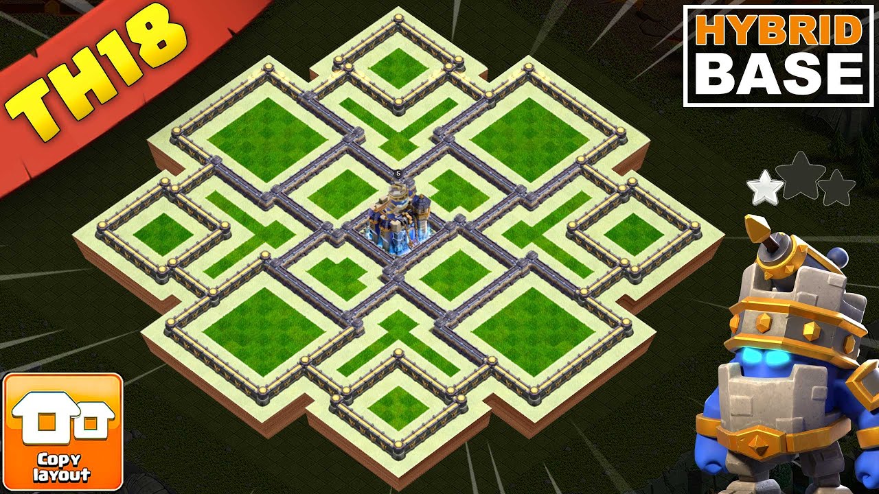 Best TH18 Hybrid Base Design | STOP GETTING TRIPLED! - YouTube
