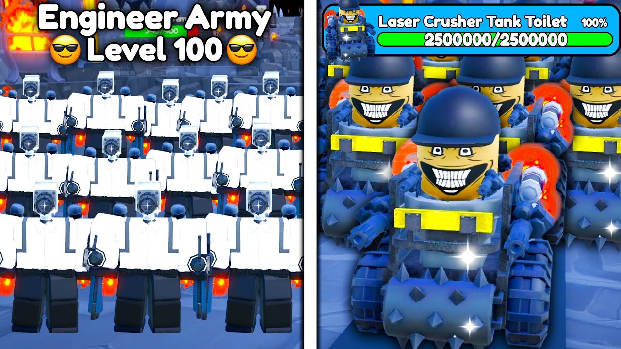 NEW ENGINEER TANK ARMY 😱 vs ENDLESS MODE 😎 - Roblox Toilet Tower ...