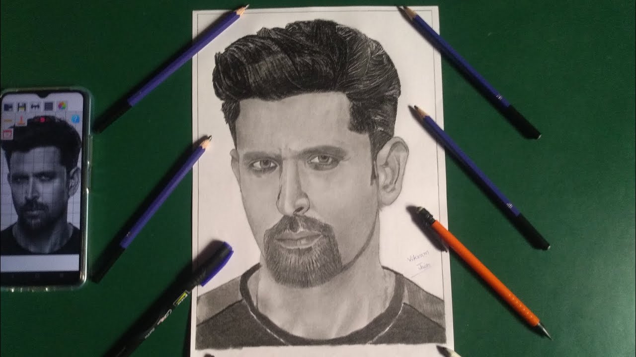 Drawing Hrithik Roshan || Realistic pencil Drawing || Shading Tutorial ...