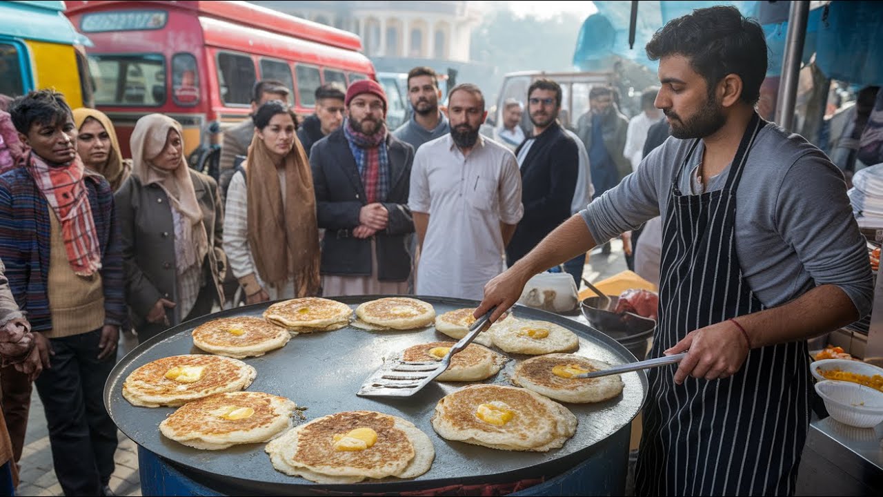 60/- Rs BEST ROAD SIDE BREAKFAST EVER MADE! | SAAG PARATHA | ALOO ...