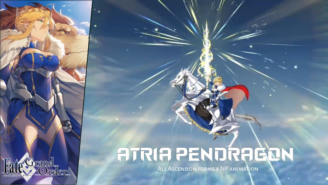 《Fate/Grand Order JP》Atria Pendragon (Lancer) all Ascension forms & NP animation showcase - YouTube