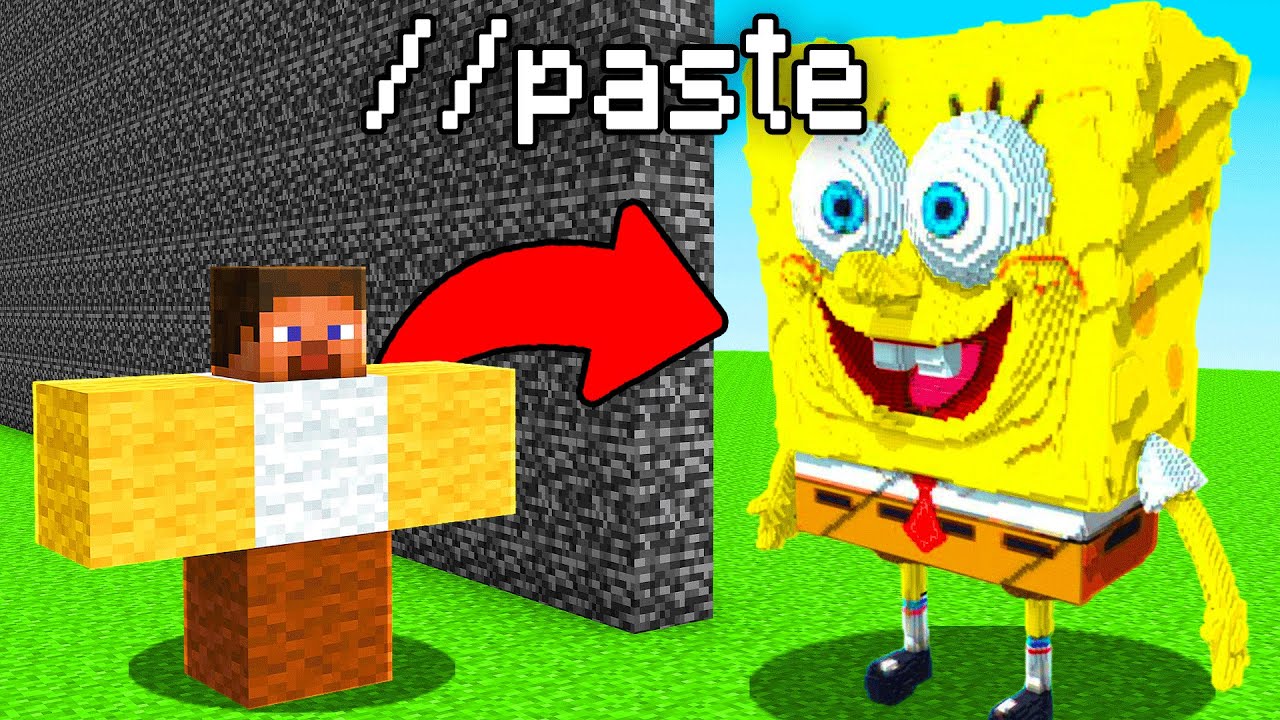 I CHEATED with //PASTE in SPONGEBOB Build Challenge (Minecraft) - YouTube