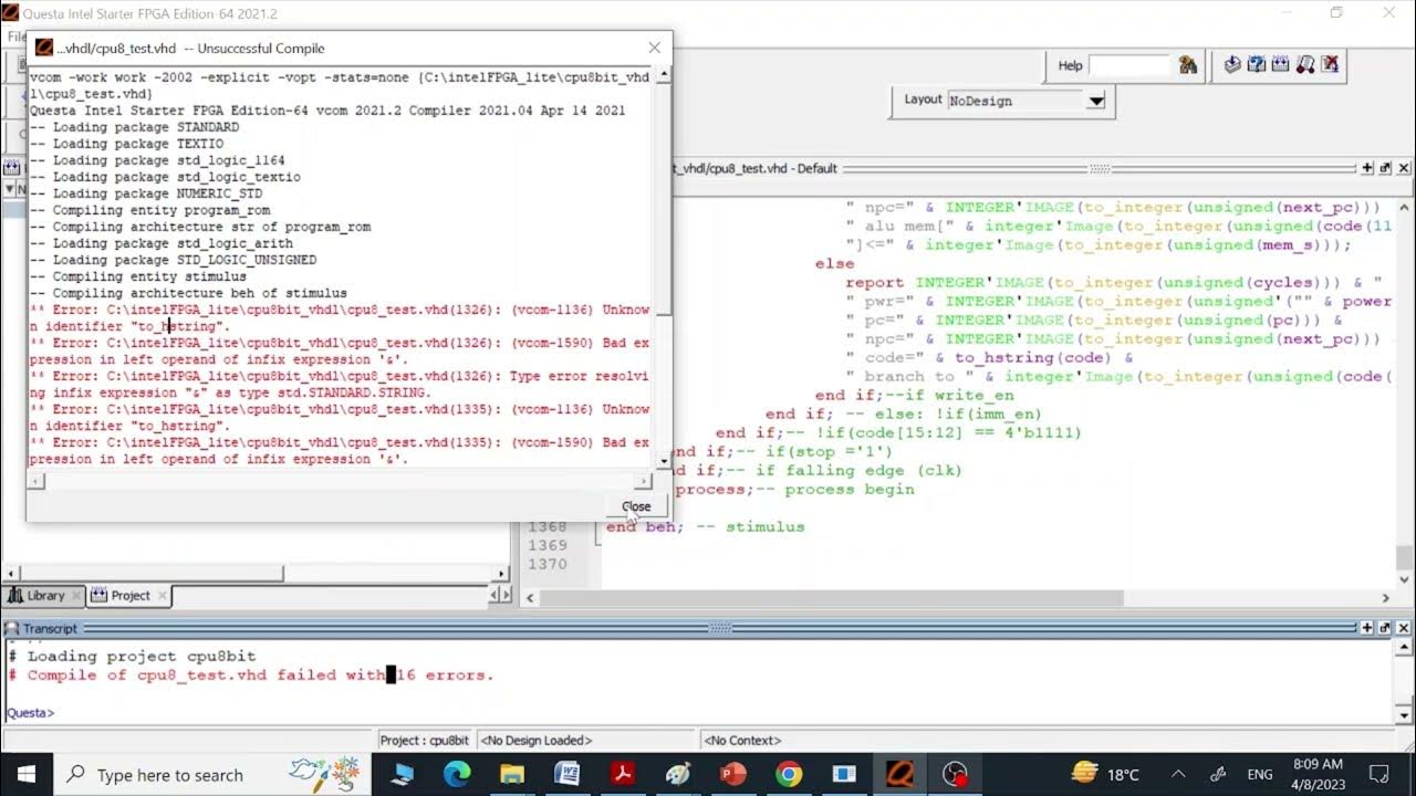 How To Deal With Vhdl Error Unknown Identifier To Hstring In Questa