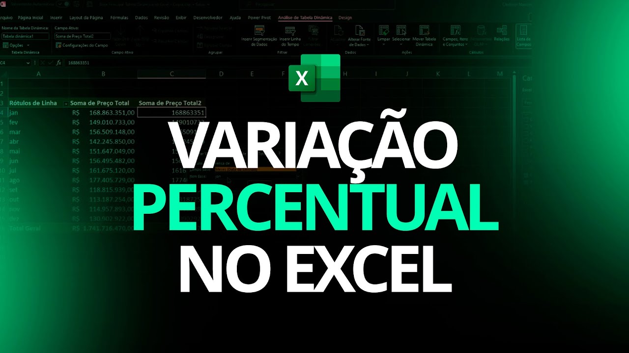 Como calcular VARIAÇÃO PERCENTUAL mesmo período Ano Anterior Excel ...