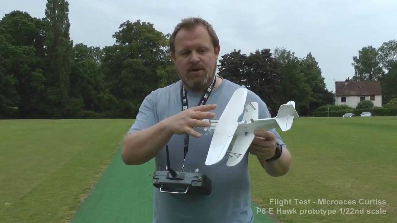 Microaces Curtiss P-6E Hawk second prototype flight test - YouTube