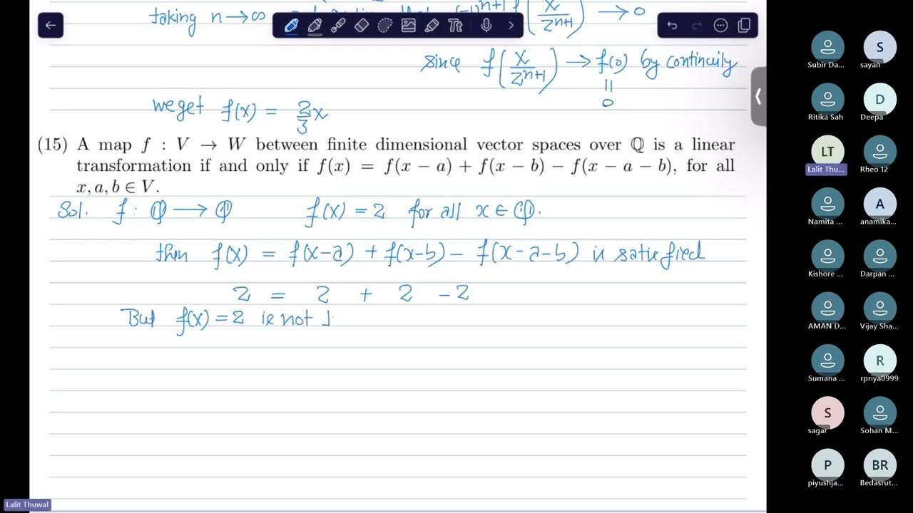 TIFR 2024 Mathematics Part B Question 15 Solution| Linear Transformations over Q - YouTube