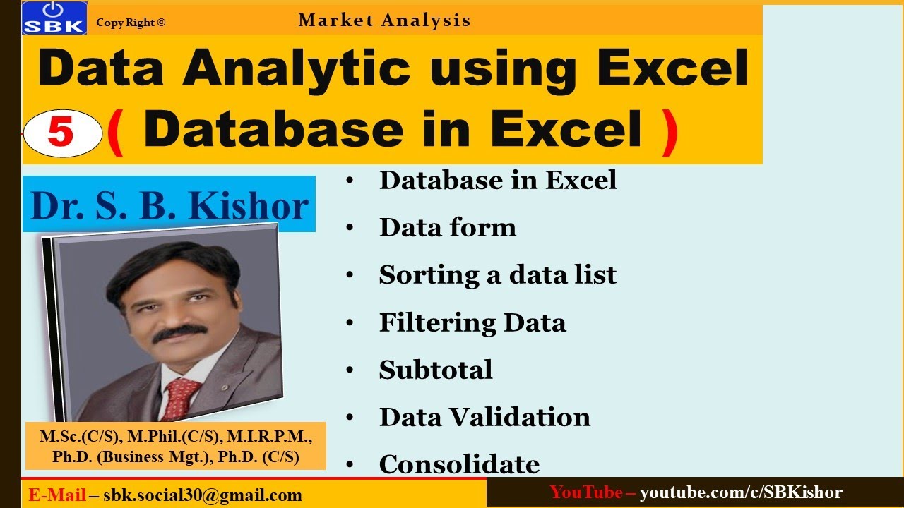 5. Database in Excel - (Data Analytic using Excel) - YouTube