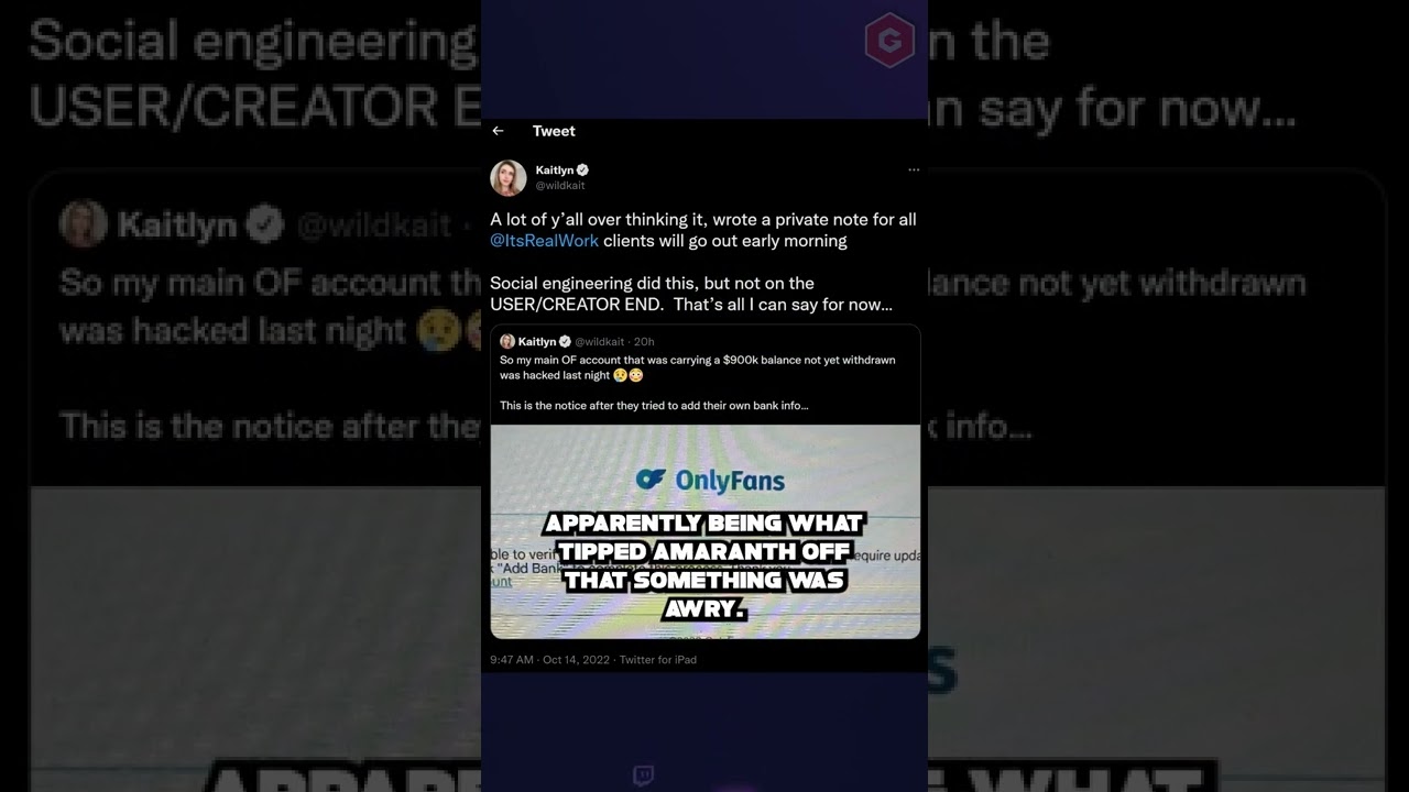 Amouranth gets hacked and loses $1 MILLION from Onlyfans!