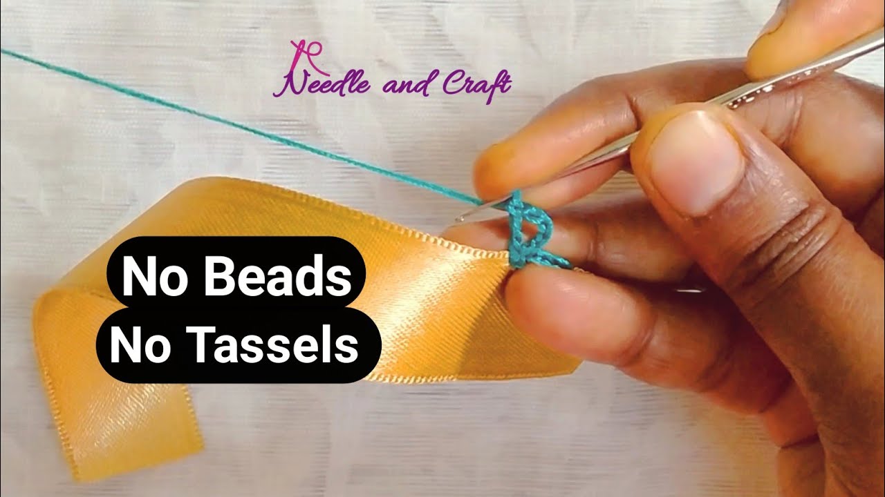 Easy krosha saree kuchu design without using beads & tassels | New ...