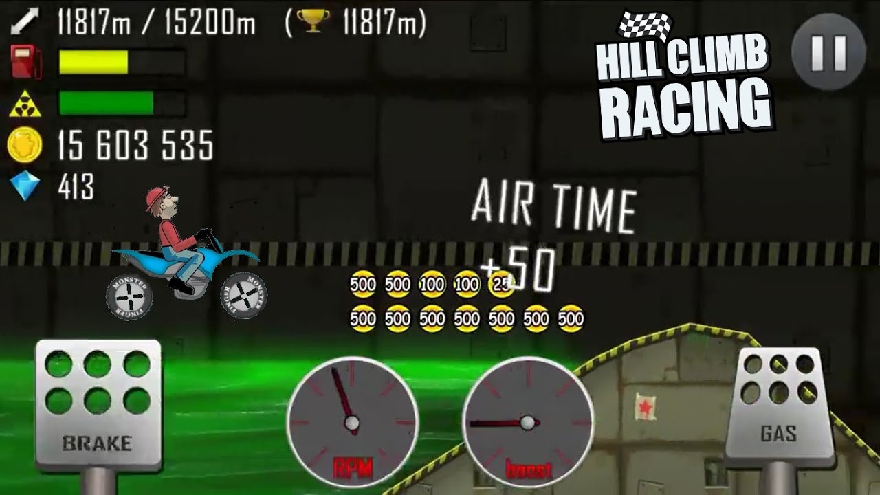 Hill Climb Racing: Motocross Bike 12740m \ Nuclear Plant - YouTube