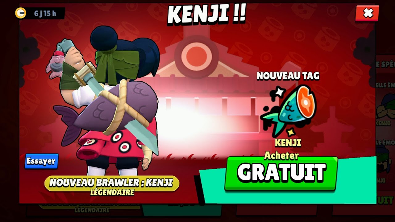 je max KENJI et ses 100 000 d'AURA dans BRAWL STARS + PACK OPENING Bob ...