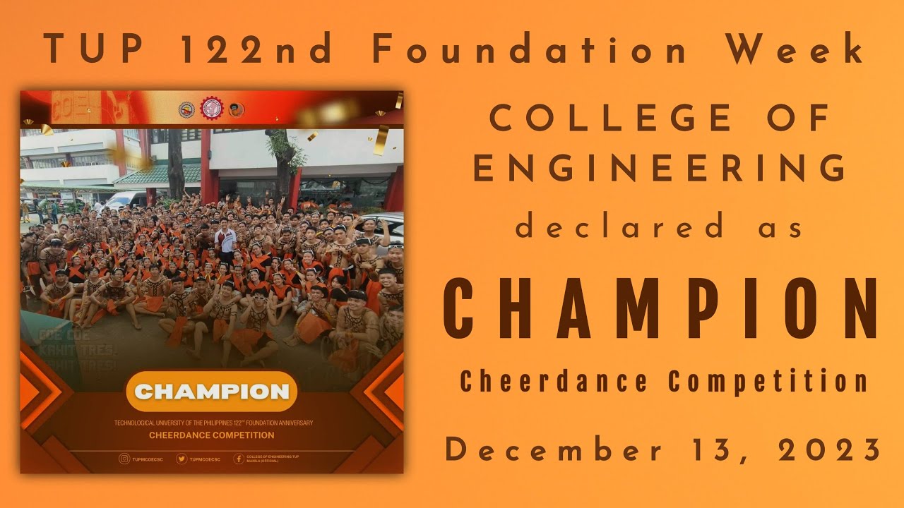TUP Manila College of Engineering Cheer Dance (December 13, 2023) - YouTube