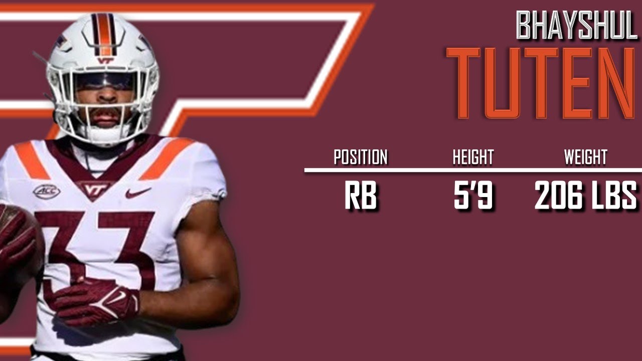 Bhayshul Tuten | #𝟛𝟛 | Virginia Tech Hokies Running Back - YouTube