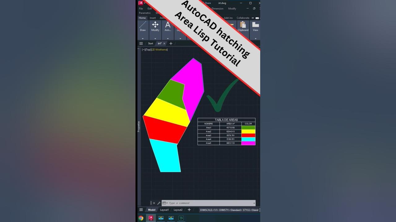 CAD Lisp Tutorial - Hatching Area table with colors presentations #LISP #autocad #viral - YouTube