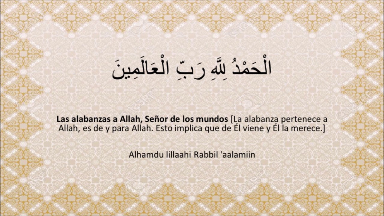 001 Surah Fatiha en español y árabe cón transliteración