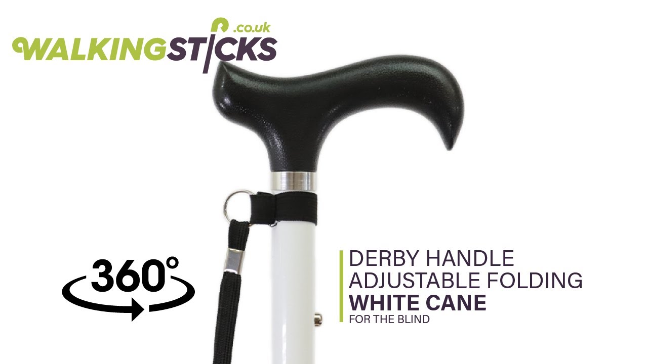 Derby Handle Adjustable Folding White Cane for the Blind - YouTube