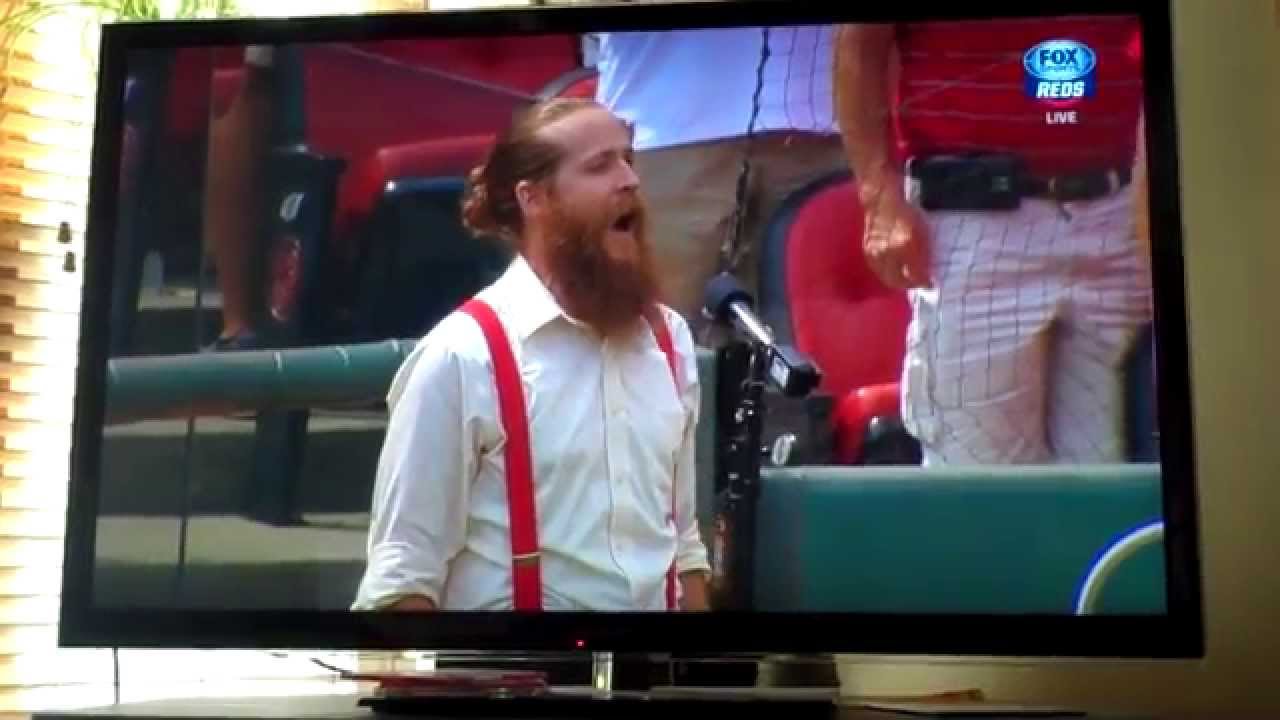 Casey Campbell Singing "God Bless America" at The Cincinnati Reds' Game ...