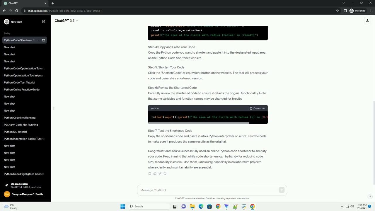 python code shortener online - YouTube