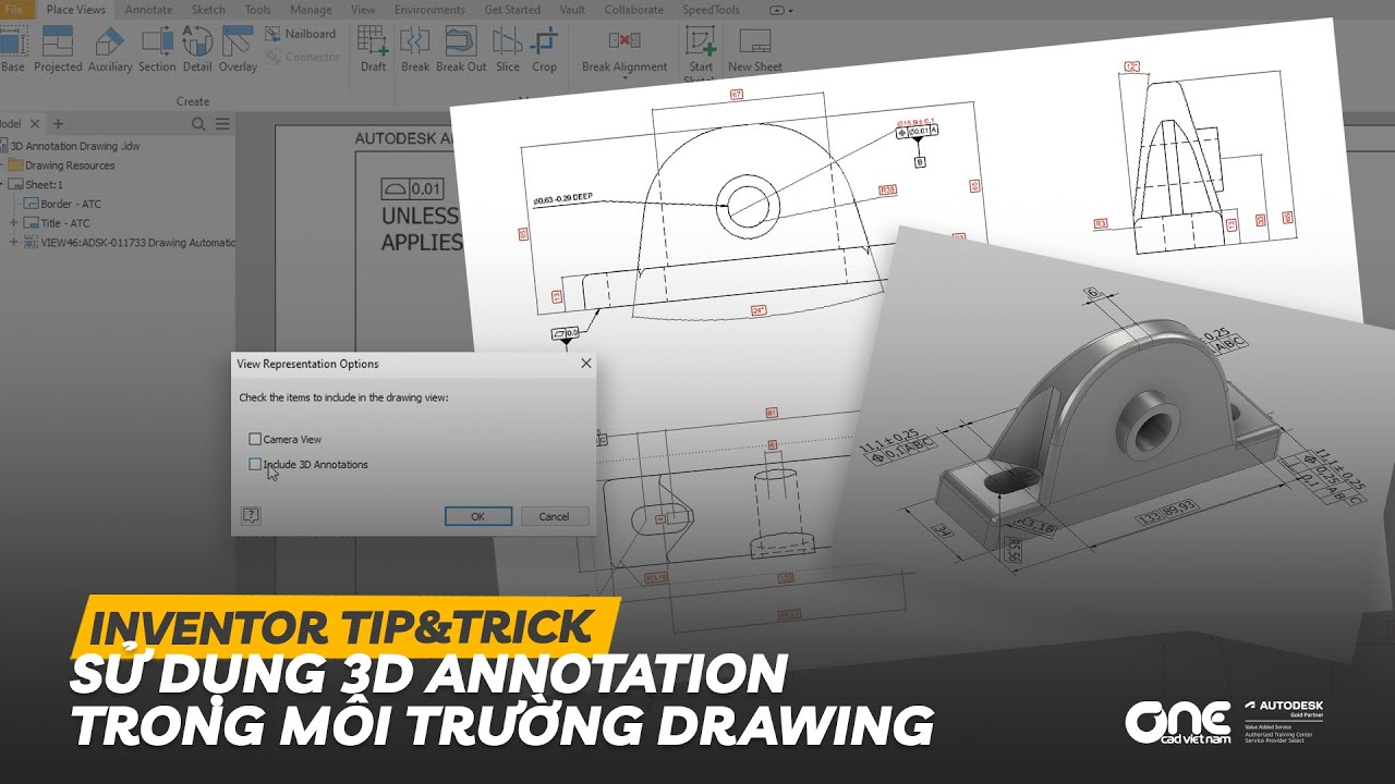 OneCADVN | Inventor Professional Tip&Trick | Sử dụng 3D Annotation vào ...