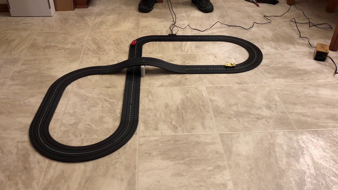 Model motoring table top racing set in action - YouTube