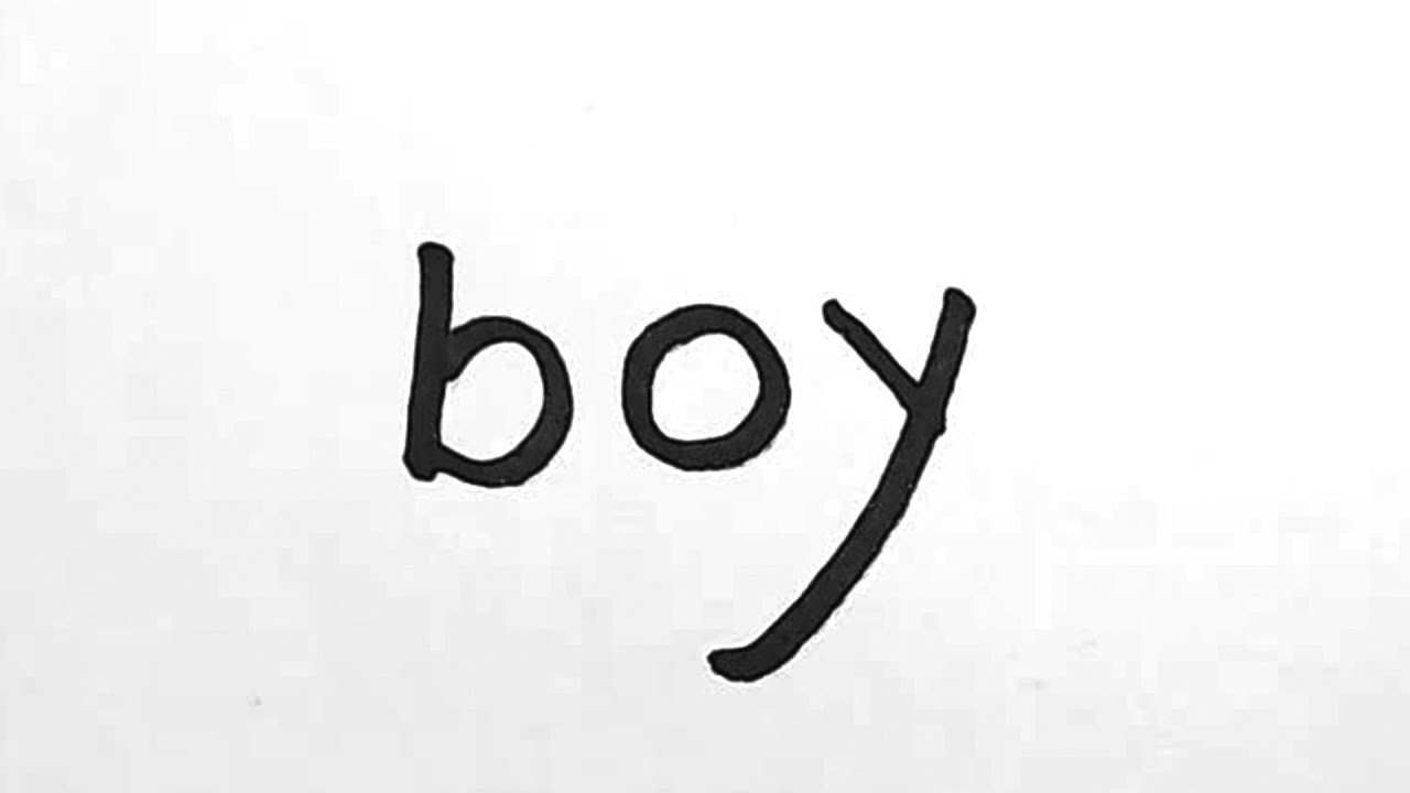 Turn Word 'boy' Into A Cute BOY drawing | How To Daw a Boy | Very Easy ...
