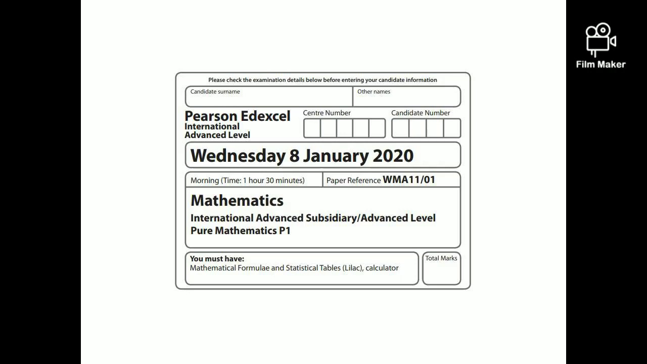 Pearson International Advanced Level Pure 1 January 2020 Question and ...