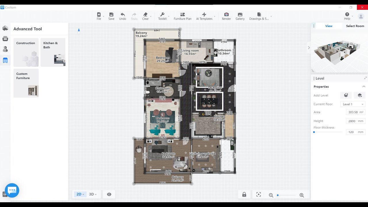 ازاي نعمل ceiling احترافي علي برنامج coohom - YouTube