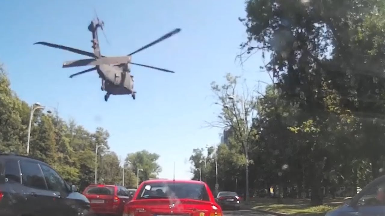 US Army Black Hawk makes emergency landing in Romania’s capital - YouTube