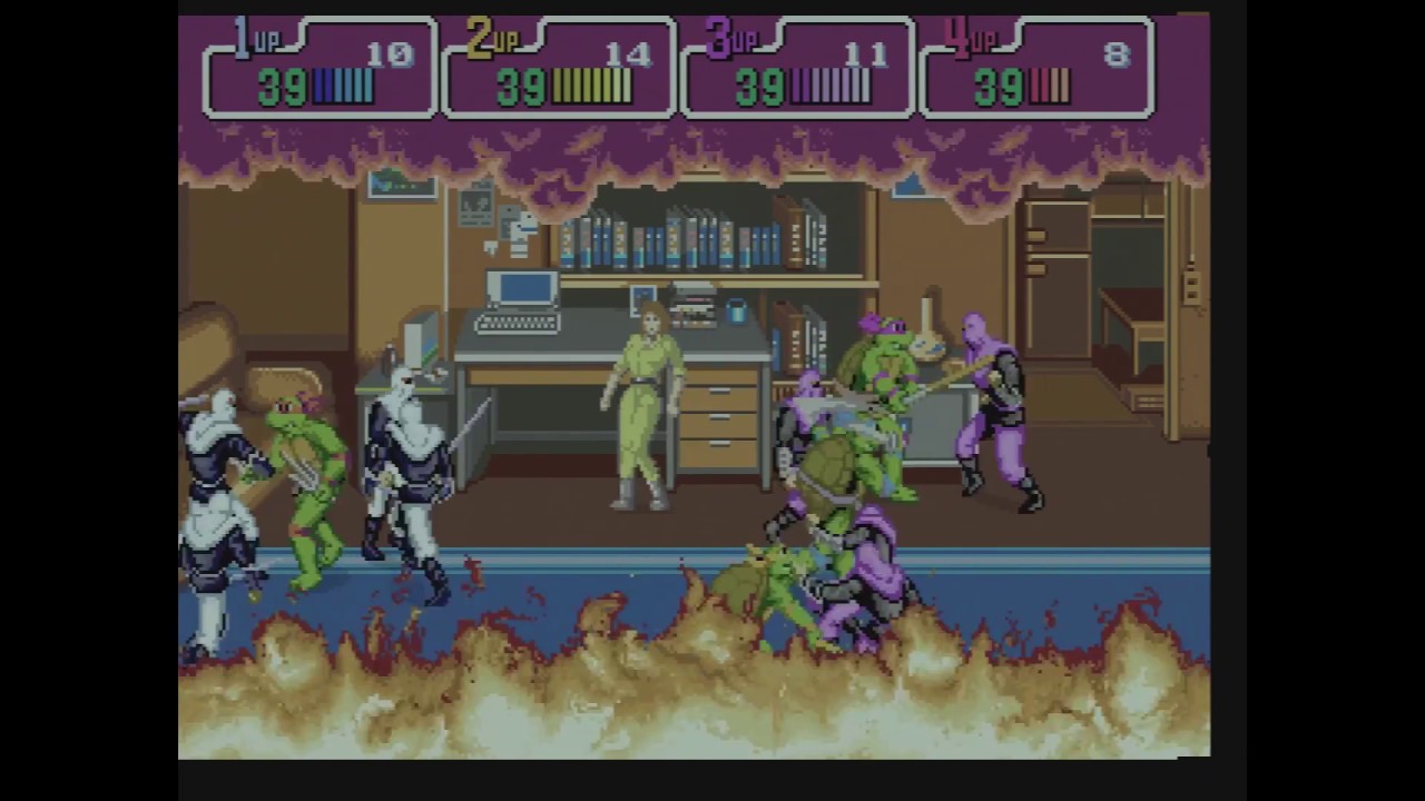 Teenage Mutant Ninja Turtles TMNT playthrough Konami 4-players arcade ...
