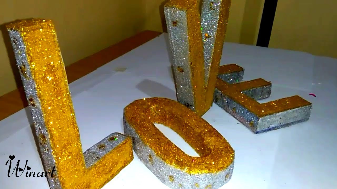 3D LETTER DECORATION // How to make 3D letters using carton box - YouTube
