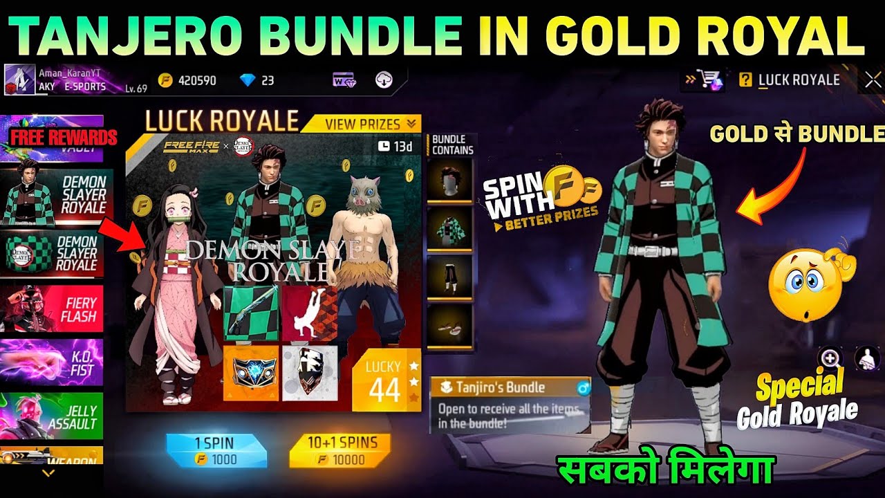 FF India 🔥 Tanjiro Bundle Royal 🥳 Free Rewards | Event Free Fire | FF ...