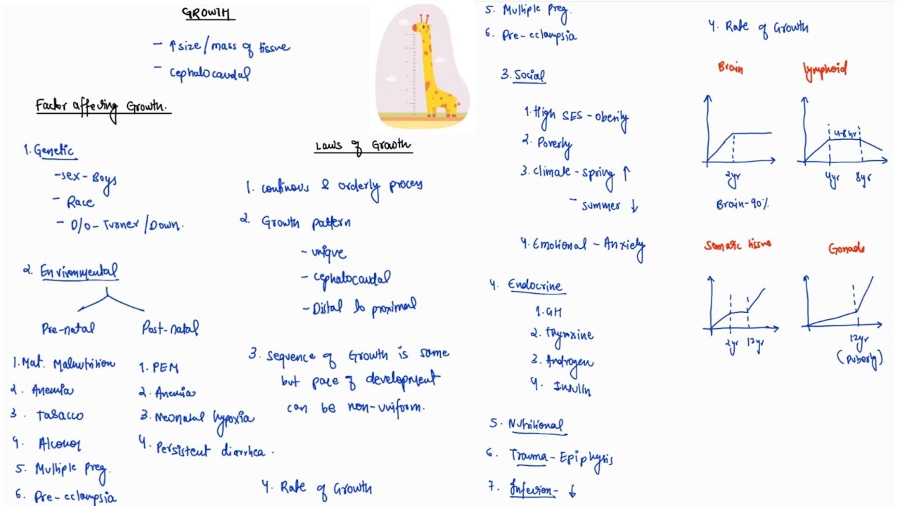 LAWS & FACTORS AFFECTING GROWTH NOTES | PEDIATRICS| ONE PAGE NOTES ...