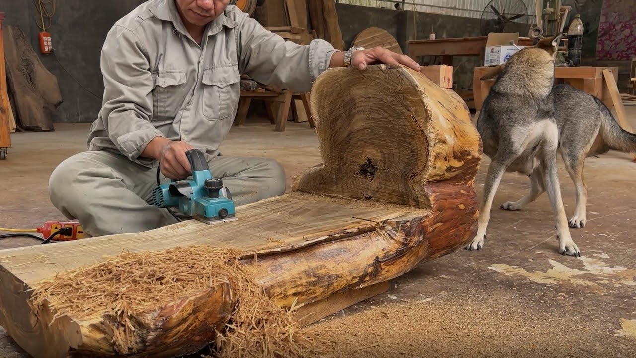 Extremely Unique Coffee Table Made From Large Tree Trunks // The ...
