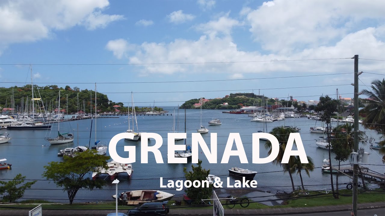 Arial, Scenic view of Lakes, Harbor and Marina waterfront Pure Grenada ...