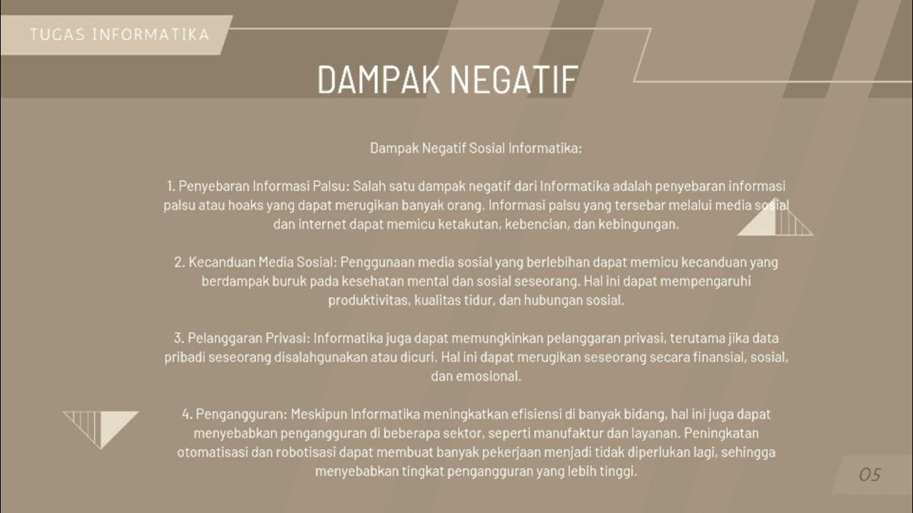 dampak positif dan dampak negatif sosial informatika - YouTube