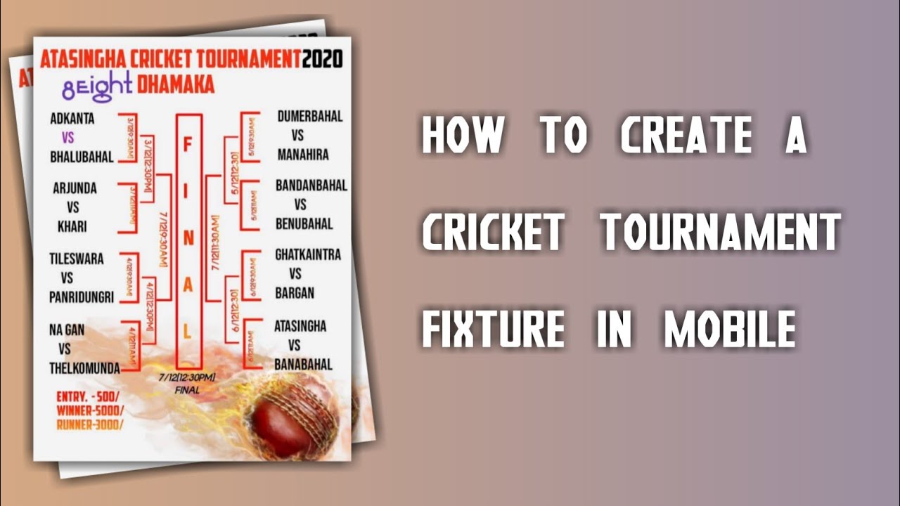 Cricket fixture kaise banaye mobile se || Fixture design on pixelLab ...