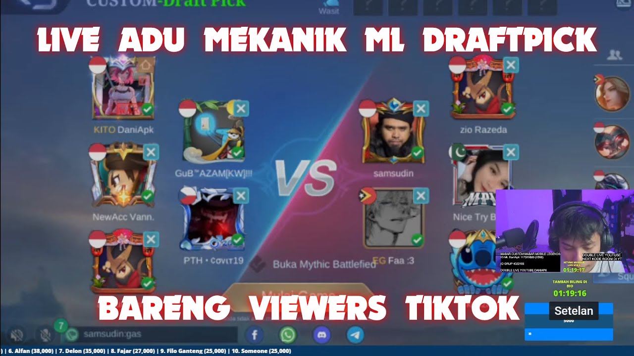 CUSTOM DRAFT PICK BARENG VIEWERS MOBILE LEGENDS GAMEPLAY INDONESIA ...