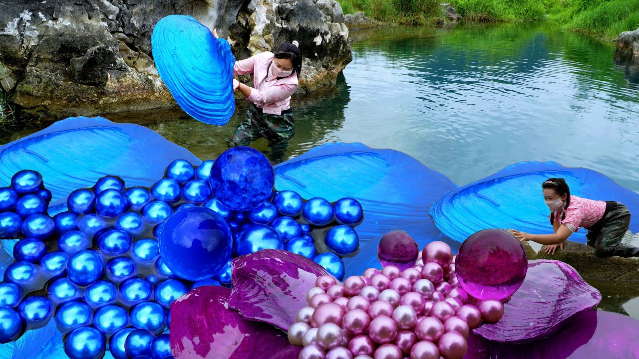 😱🎁Blue giant clams and purple giant clams nurture pearls of different ...